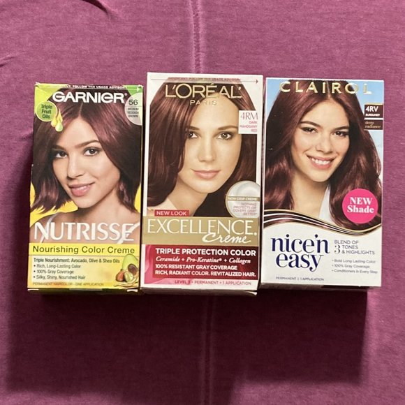 Hair | 3x New Permanent Hair Color Dye Deep Reddish Brown Garnier ...